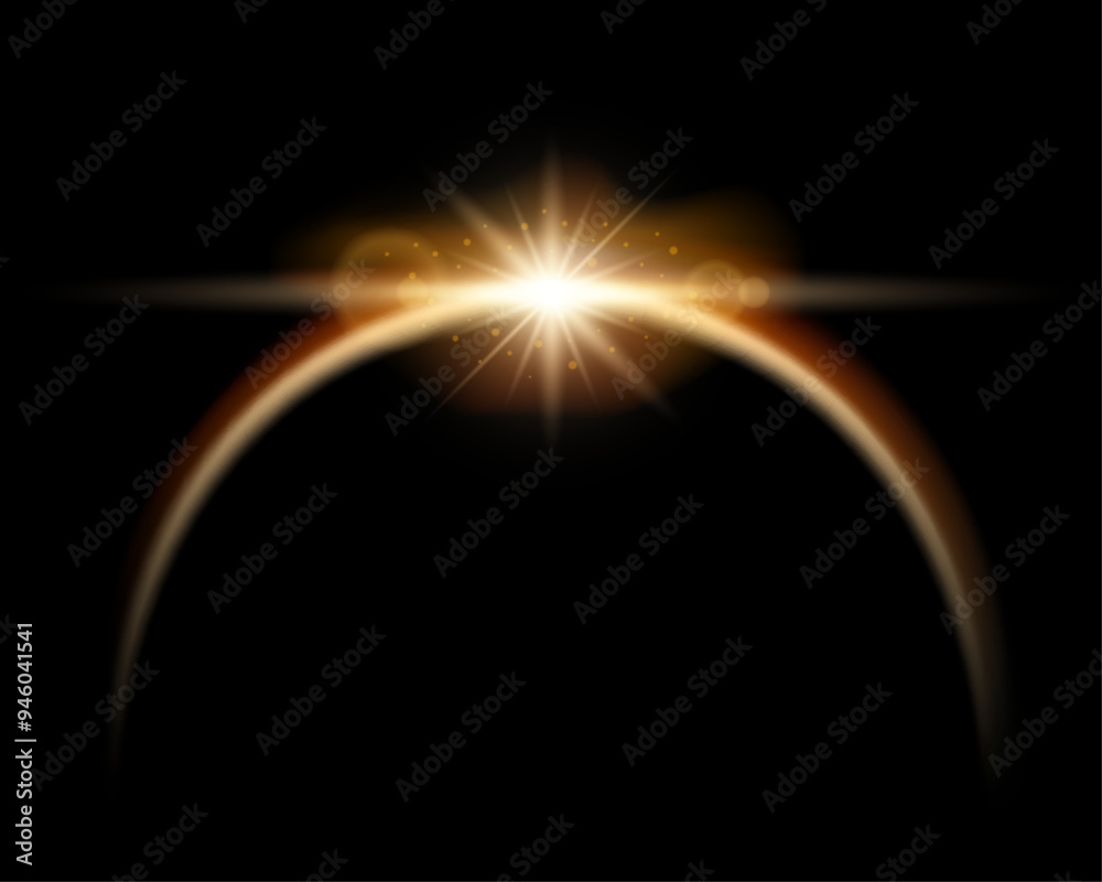 Realistic solar eclipse with shining star, nebula, lens flare light ...