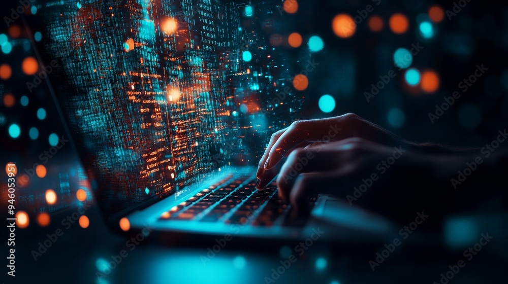Using A Laptop And Code Overlay To Represent Data Science Programming And Machine Learning