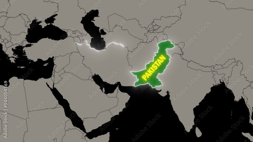 Pakistan and Iran 3D Animated Map. Pak Iran 3D Color animation map ...