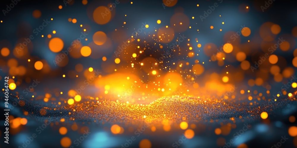 Fall background. A mesmerizing dance of golden sparks illuminates a ...