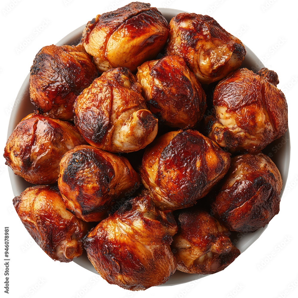 A 3D collection of rotisserie chickens, viewed from above with detailed ...