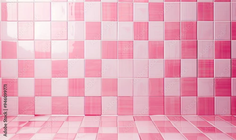 Pink tile wall chequered background bathroom floor texture. Ceramic ...