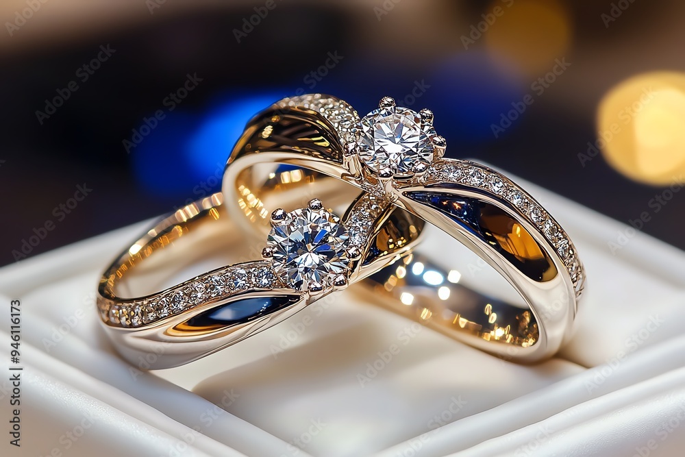 Diamond as a symbol of love, illustrated with two interlocking rings ...