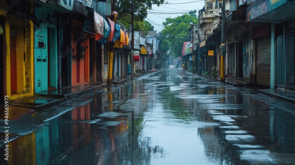 Empty Indian Monsoon Street: A deserted street in India during the ...