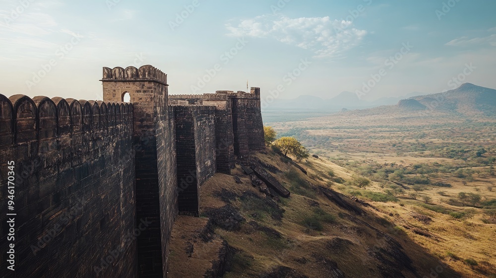 Lonely Indian Fort Wall: The high walls of a historic Indian fort ...