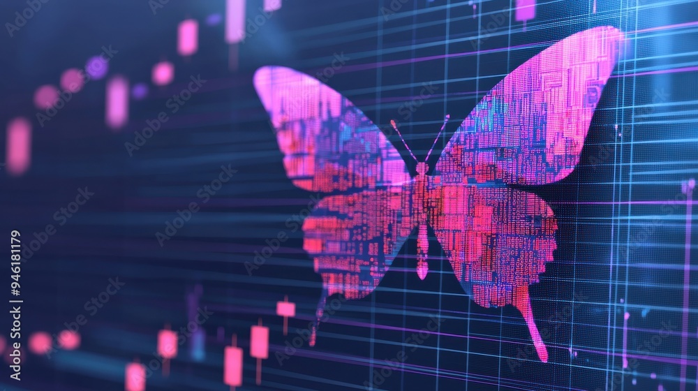 An abstract butterfly with wings made of stock charts and financial ...