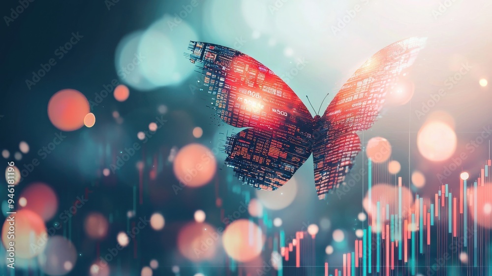 An abstract butterfly with wings made of stock charts and financial ...