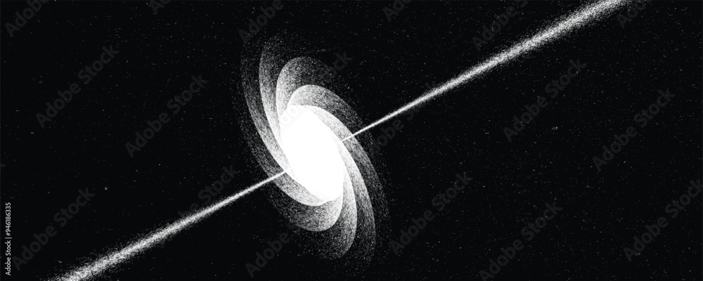 Neutron star with disc of plasma and ray burst. Supermassive ...