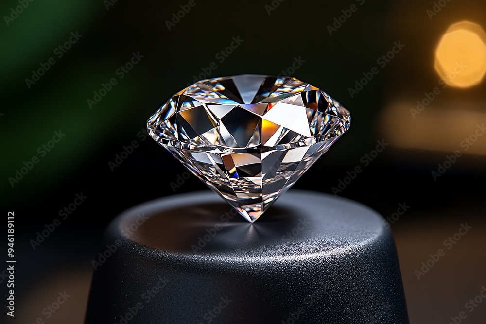 Diamond with a flawless cut, captured in a close-up photo showing the ...