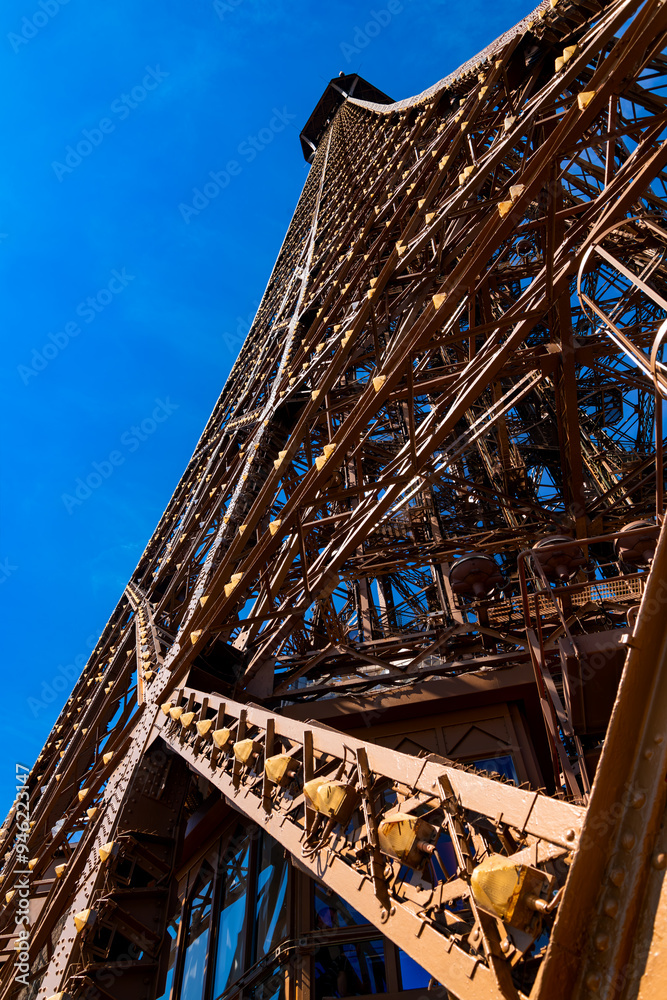 Historical steel construction of the Eiffel Tower in Paris (France ...