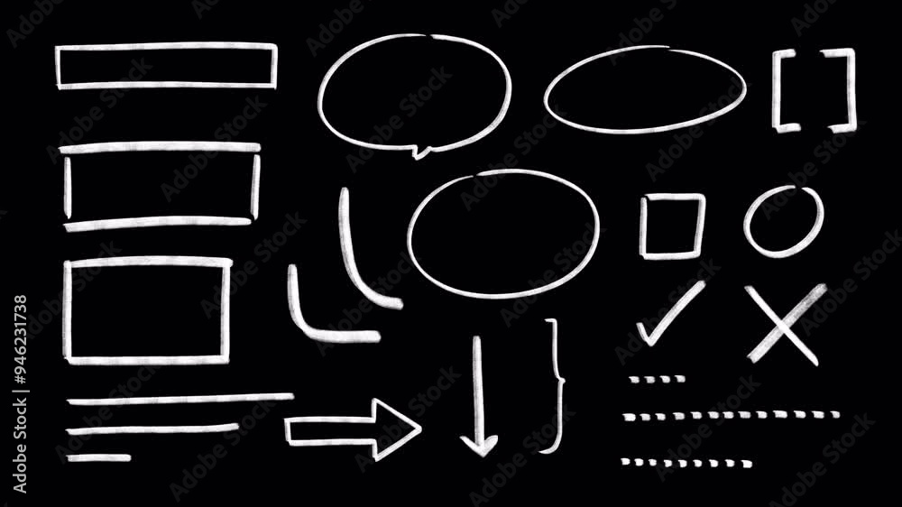 Boxes, circles, arrows and line art set2: Hand-drawn animation of ...