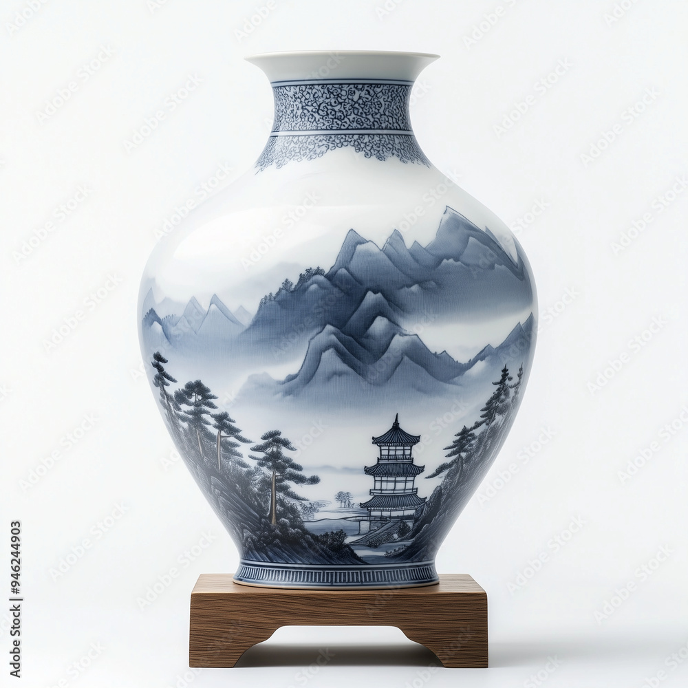The close-up of a beautifully crafted pot in the Japan style featuring ...