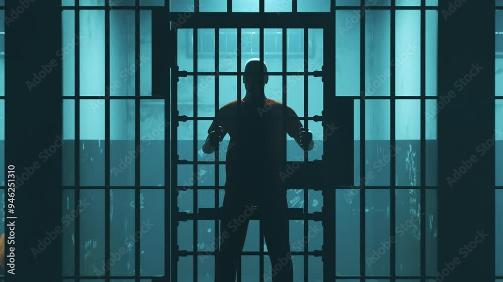 Rows Of One Person Dark Prison Cells Adult Criminals Captured Behind ...