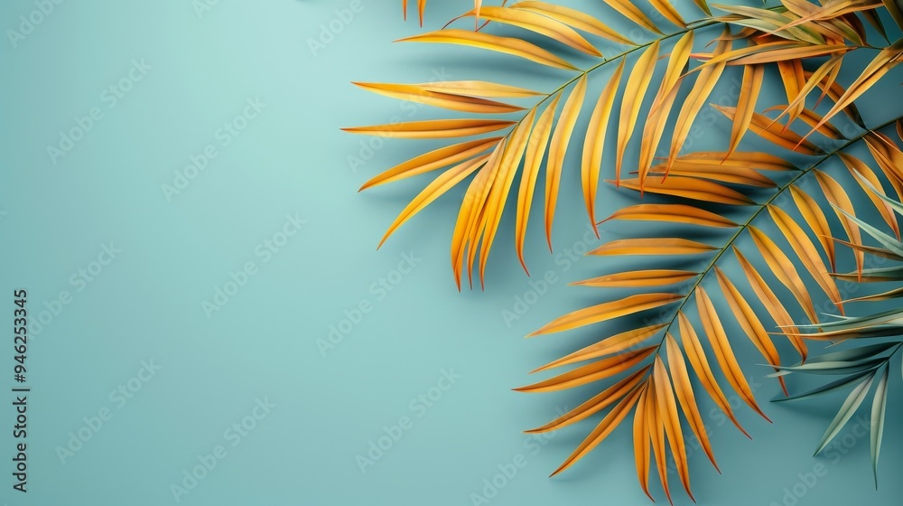 Areca palm leaf flat design, side view, palm theme, 3D render ...