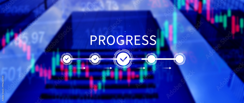 Progress concept, touching to tick correct mark in checklist with ...