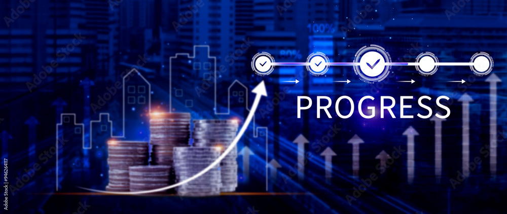 Progress concept, touching to tick correct mark in checklist with ...