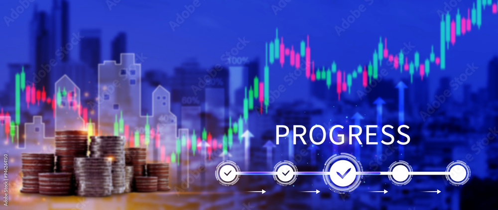 Progress concept, touching to tick correct mark in checklist with ...