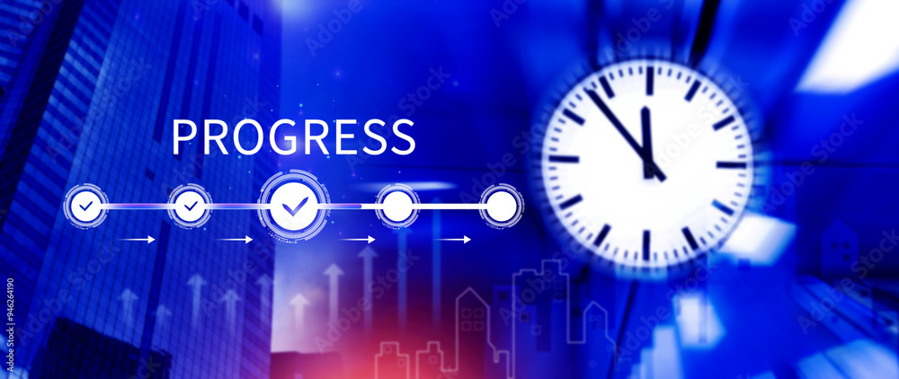 Progress concept, touching to tick correct mark in checklist with ...