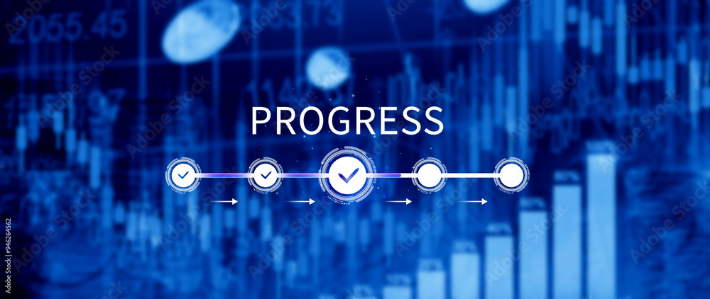 Progress concept, touching to tick correct mark in checklist with ...