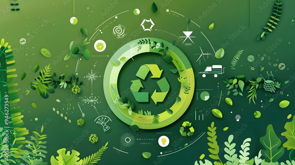 Sustainable UX design: Green circular pattern integrating eco-friendly ...