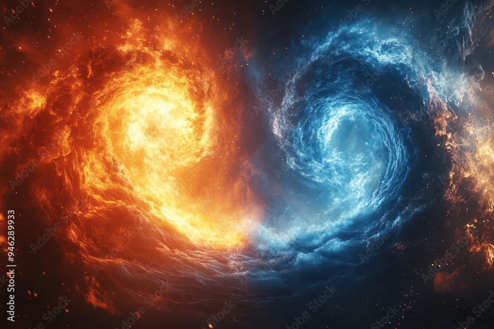 epic versus screen intense clash of fiery red and deep blue energies ...
