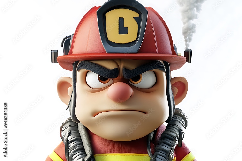 Furious Fireman in Action - Cartoon Illustration of Angry Firefighter ...