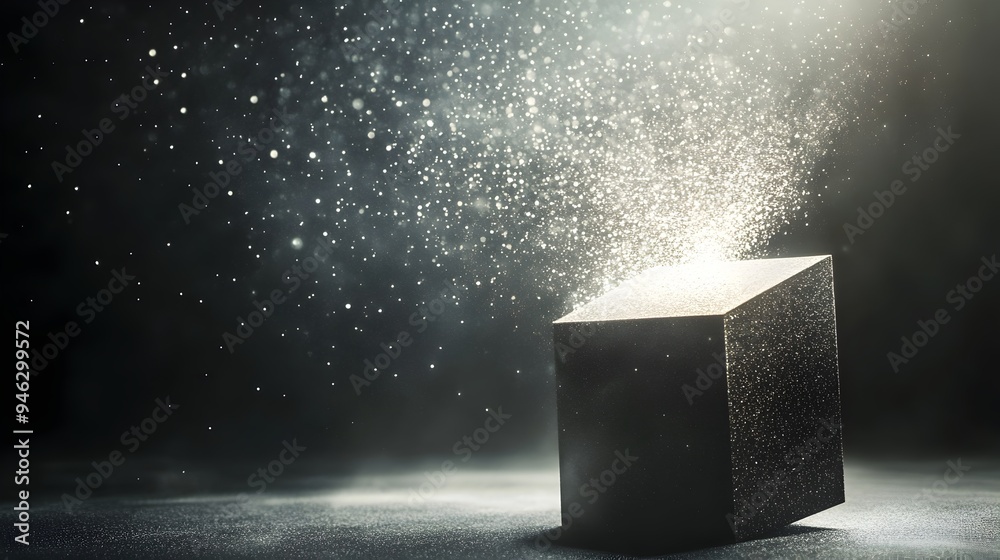 A conceptual and abstract image depicting a box like form gradually ...