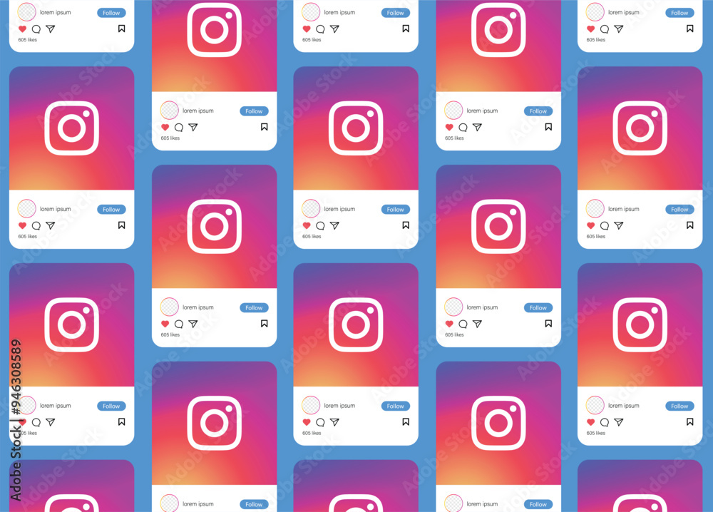 instagram post mockup vector. social media instagram carousel post ...