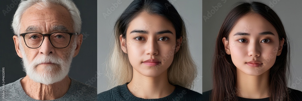 Three portraits highlight the diverse faces of different generations ...