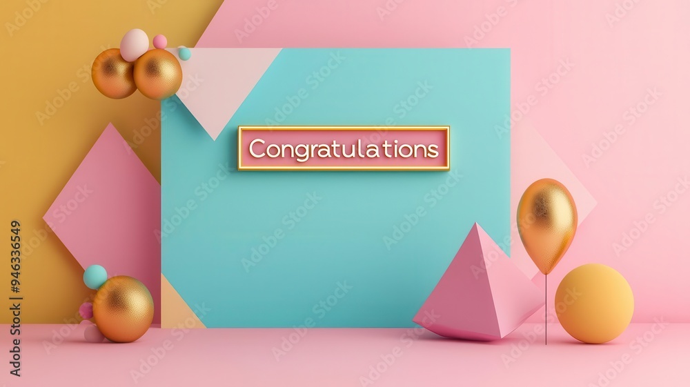 Modern congratulation backdrop featuring a neon "Congratulations" sign ...