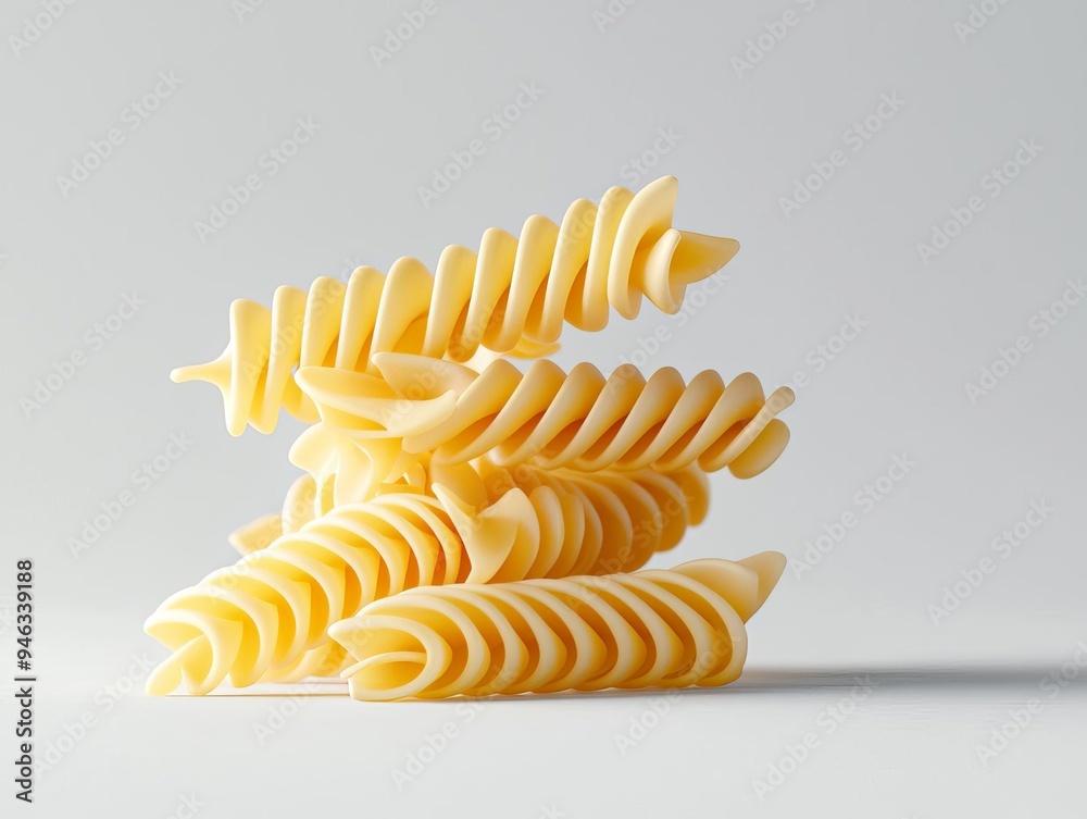 Realistic 3D render of a fusilli pasta pack on a white background ...