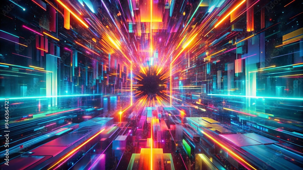 Vibrant, abstract digital distortion background with glitch art ...