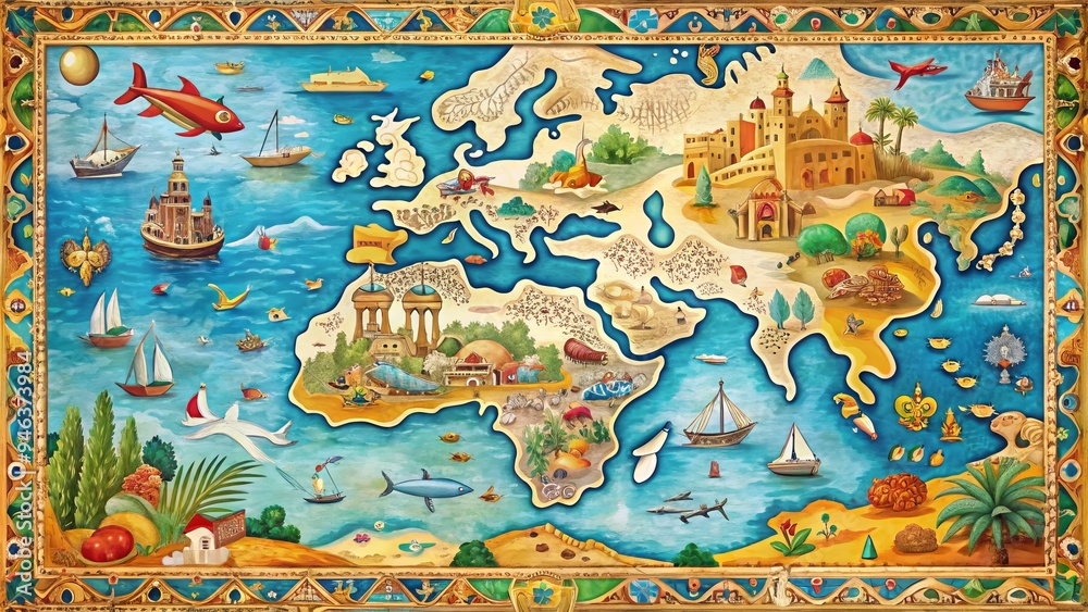 labelled map of mediterranean region