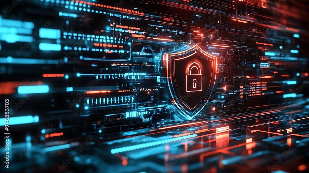 Secure Digital Environment with Futuristic Technology and Lock Symbol ...