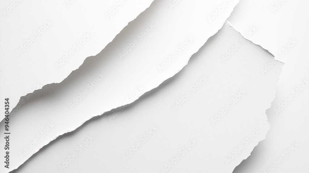 Minimalist white paper texture with a gentle uniform surface and torn ...