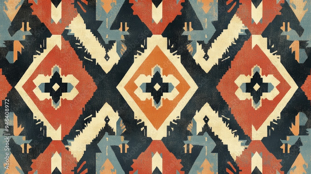 Abstract Navajo pattern with modern colors, featuring traditional ...