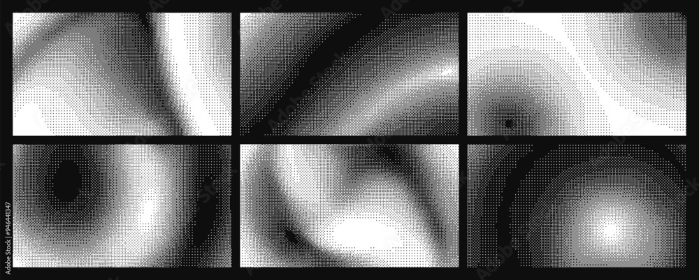 Retro futuristic monochrome bitmap backgrounds with dithering effect ...