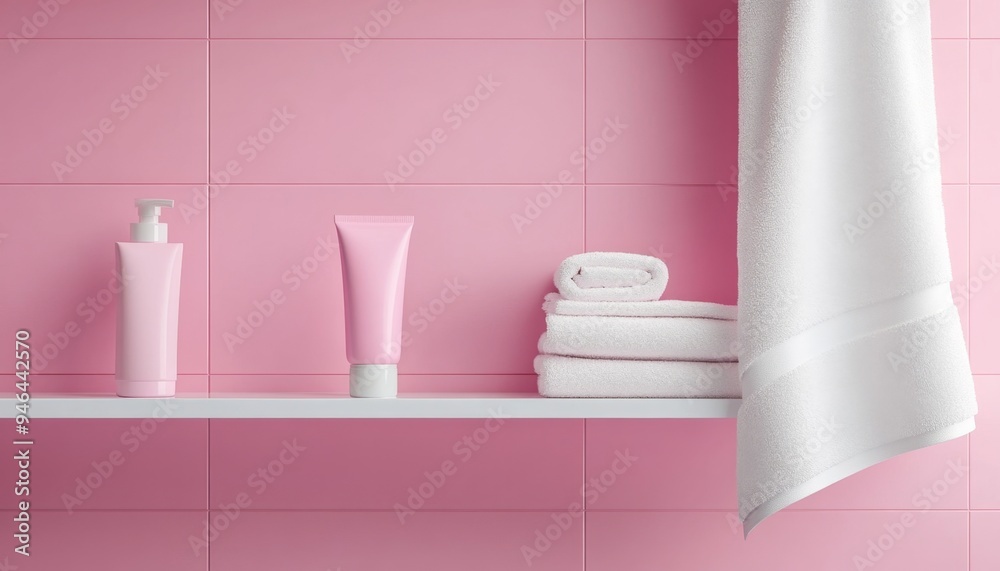 Minimalist Pink Toothpaste Tube on Sleek Bathroom Shelf: Elegant Mockup ...
