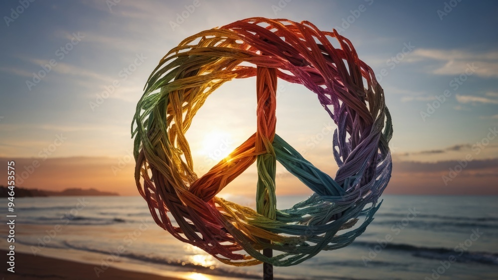 Interconnected Hands Forming a Peace Symbol with a Rising Sun for ...