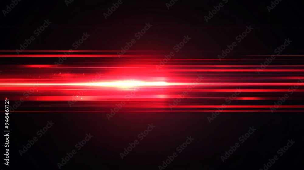 Red Glowing Light Effect on a Black Background, Horizontal Lines with ...