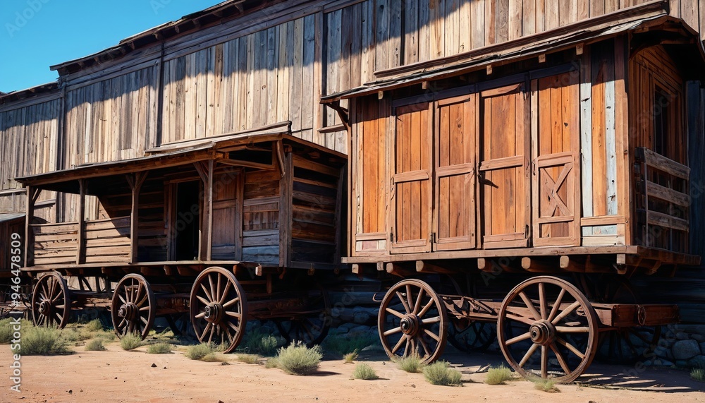 A ghostly Western town with tumbleweeds rolling down deserted main ...