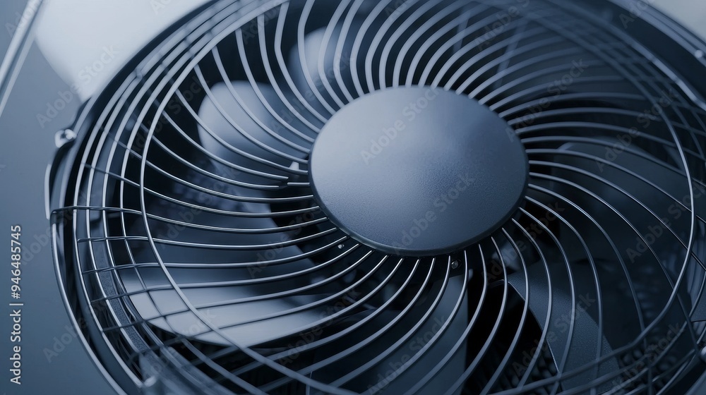 High-resolution shot of a central air conditioning condenser unit ...