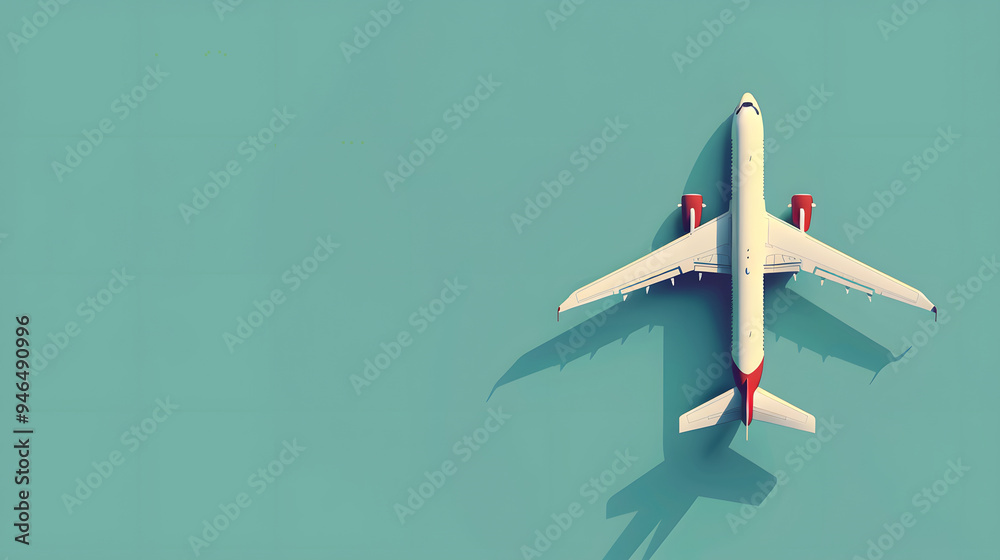 landed plane on earth, ui ux motion graphics style, 2d solid shapes 3d ...