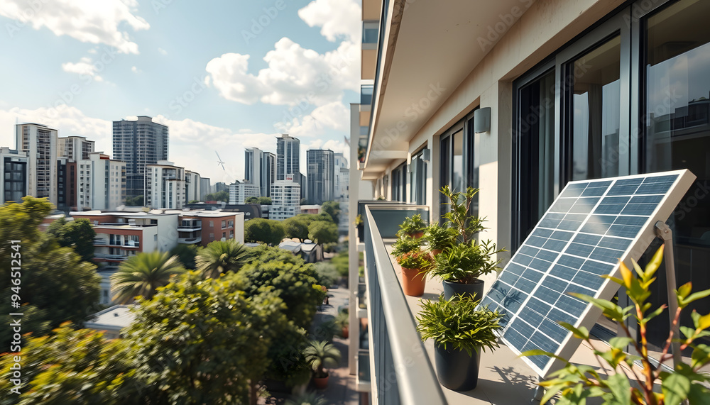 Balcony solar power station eco-friendly to use renewable energy. Solar ...