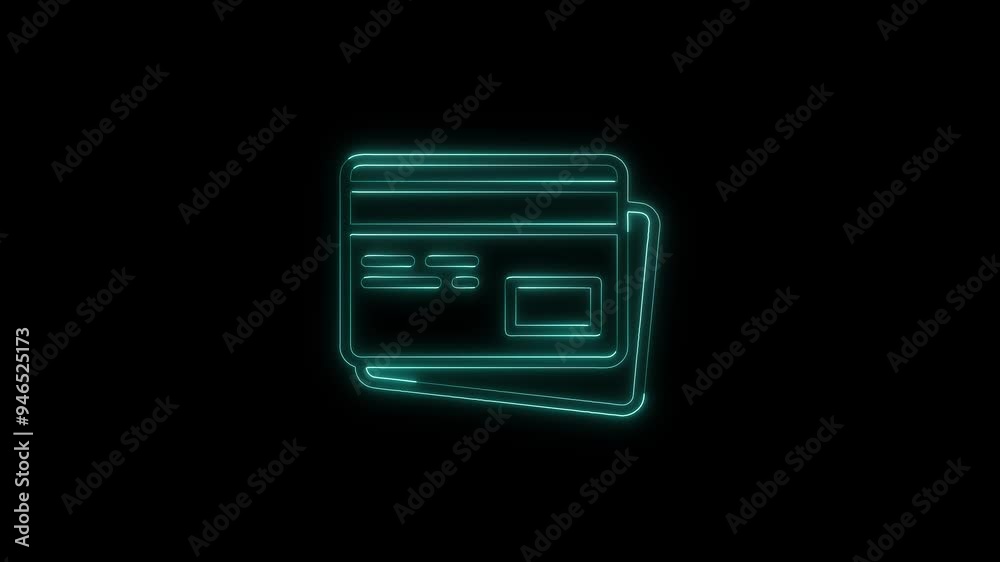 ID Card icon. Neon Identification card outline icon . Driver's license ...