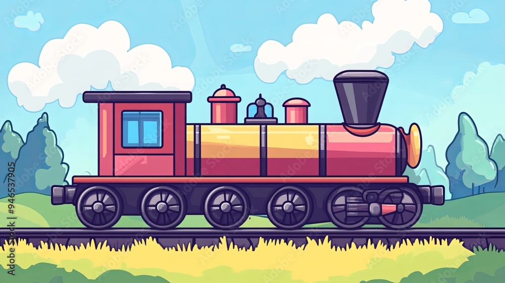 Adorable steam train locomotive illustration, ideal for coloring pages ...