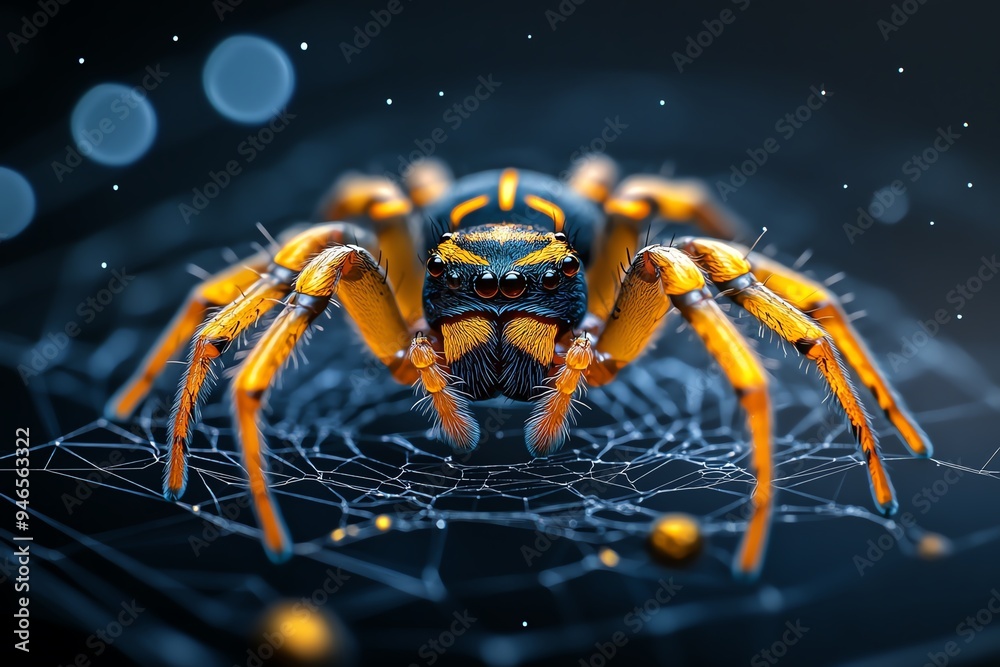 Spider spinning a web under the stars, captured in a photo where the ...