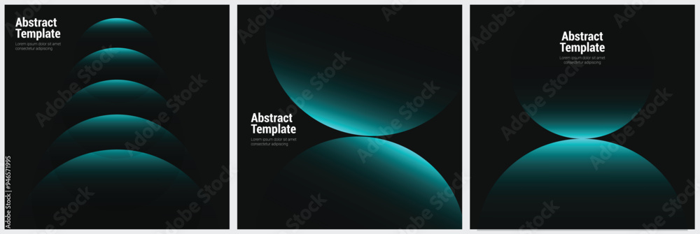 Abstract modern sci fi gradient poster background vector set. Geometric ...