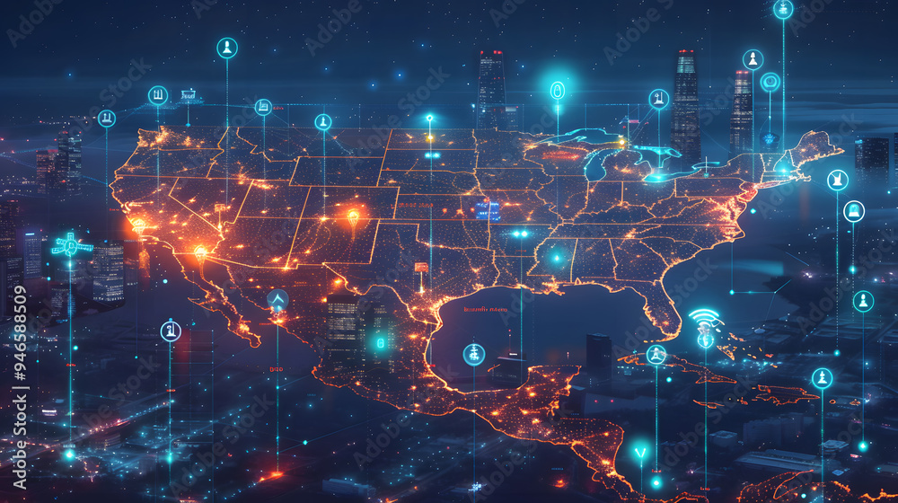 AI in Energy Grid Optimization, map of energy grids across North ...
