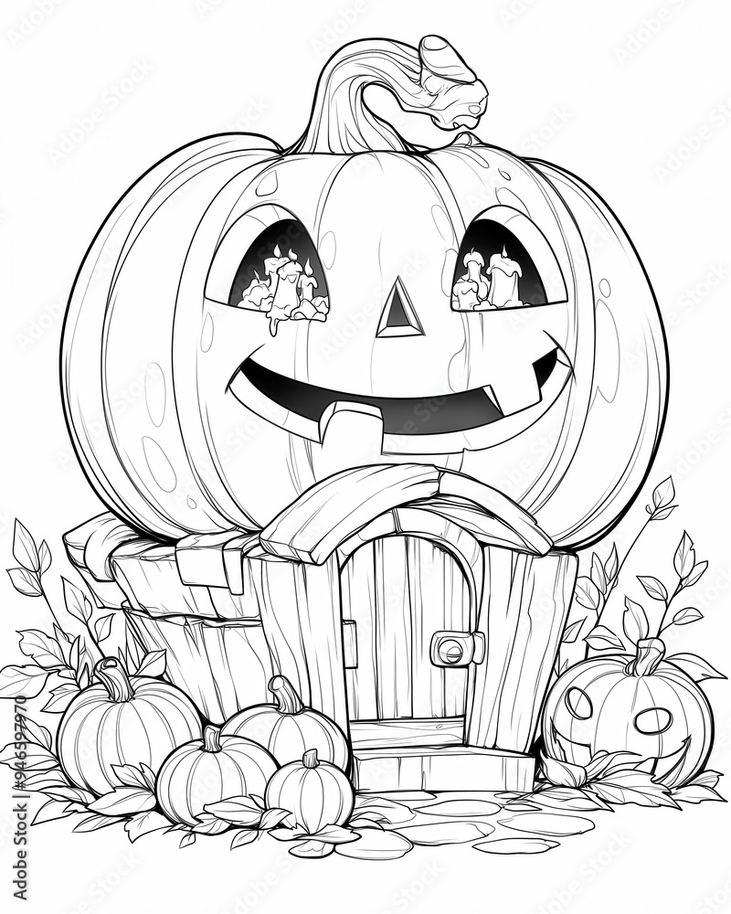 Coloring pages for kids, coloring halloween, pumpkin. Stock ...